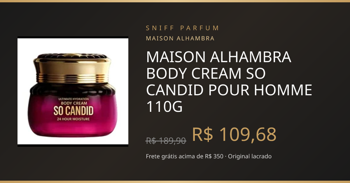 MAISON ALHAMBRA BODY CREAM SO CANDID POUR HOMME 110G | Sniff Parfum